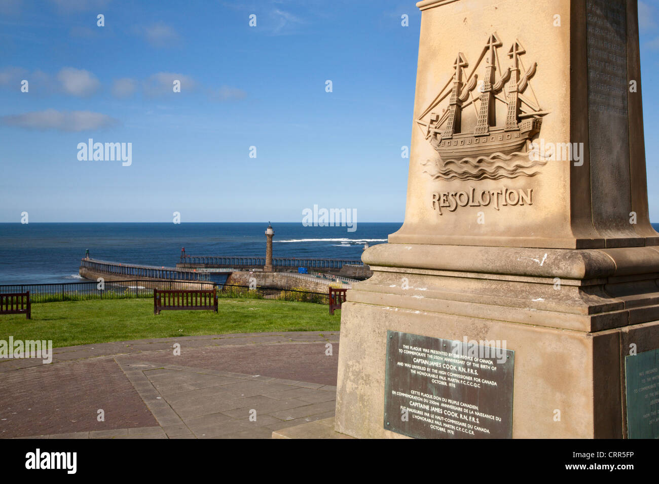 Captain Cook Monument at Whitby North Yorkshire England Stock Photo - Alamy