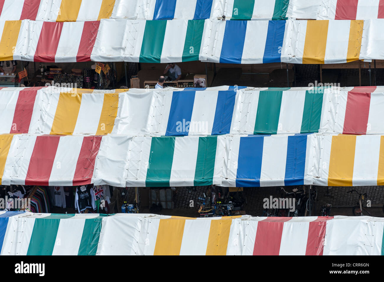 Cambridge Market Square UK aerial view showing colourful market stall ...