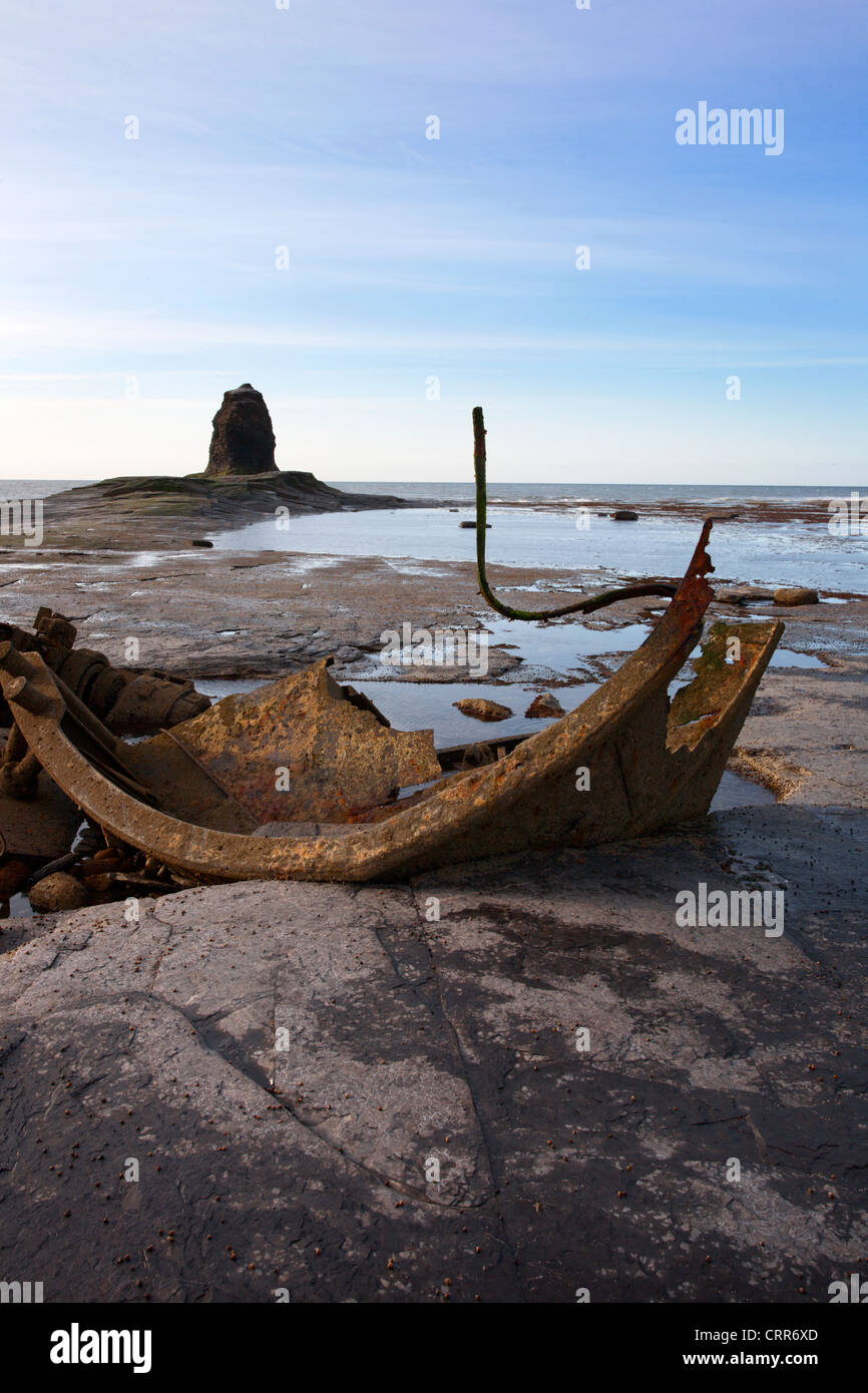 Old Wreck and Black Nab at Saltwick Bay near Whitby North Yorkshire ...