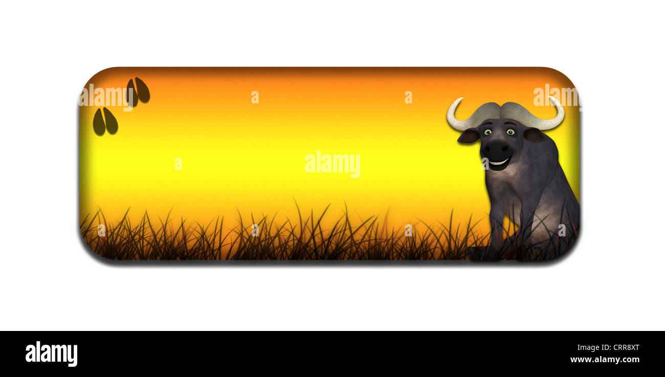 Illustration of a safari themed banner/header with a cartoon buffalo on ...