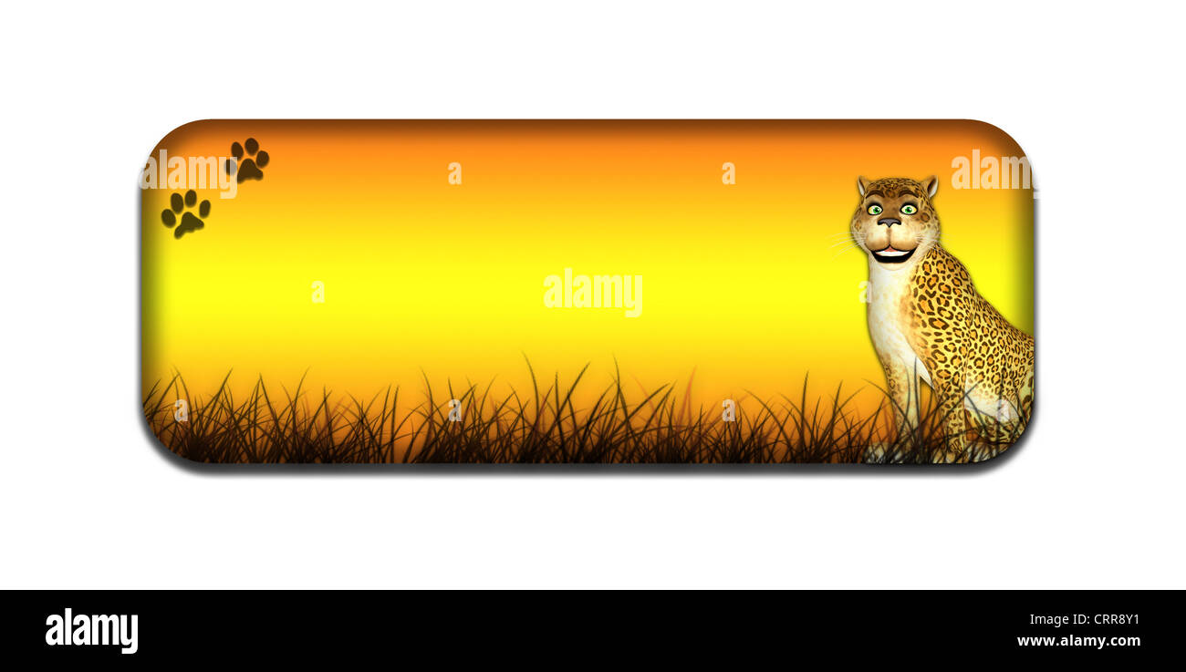 Illustration of a safari themed banner/header with a cartoon leopard on ...