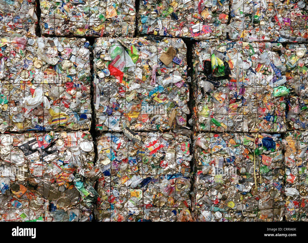 Stacked bales of tin and metal for recycling Stock Photo - Alamy