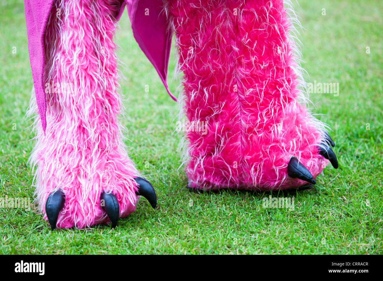Entertainers wearing pink flamingo costumes at the Ambleside olympic ...