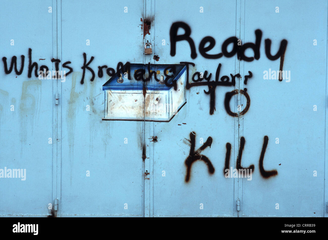 Liberia, graffiti in Monrovia, Ready to Kill Stock Photo - Alamy