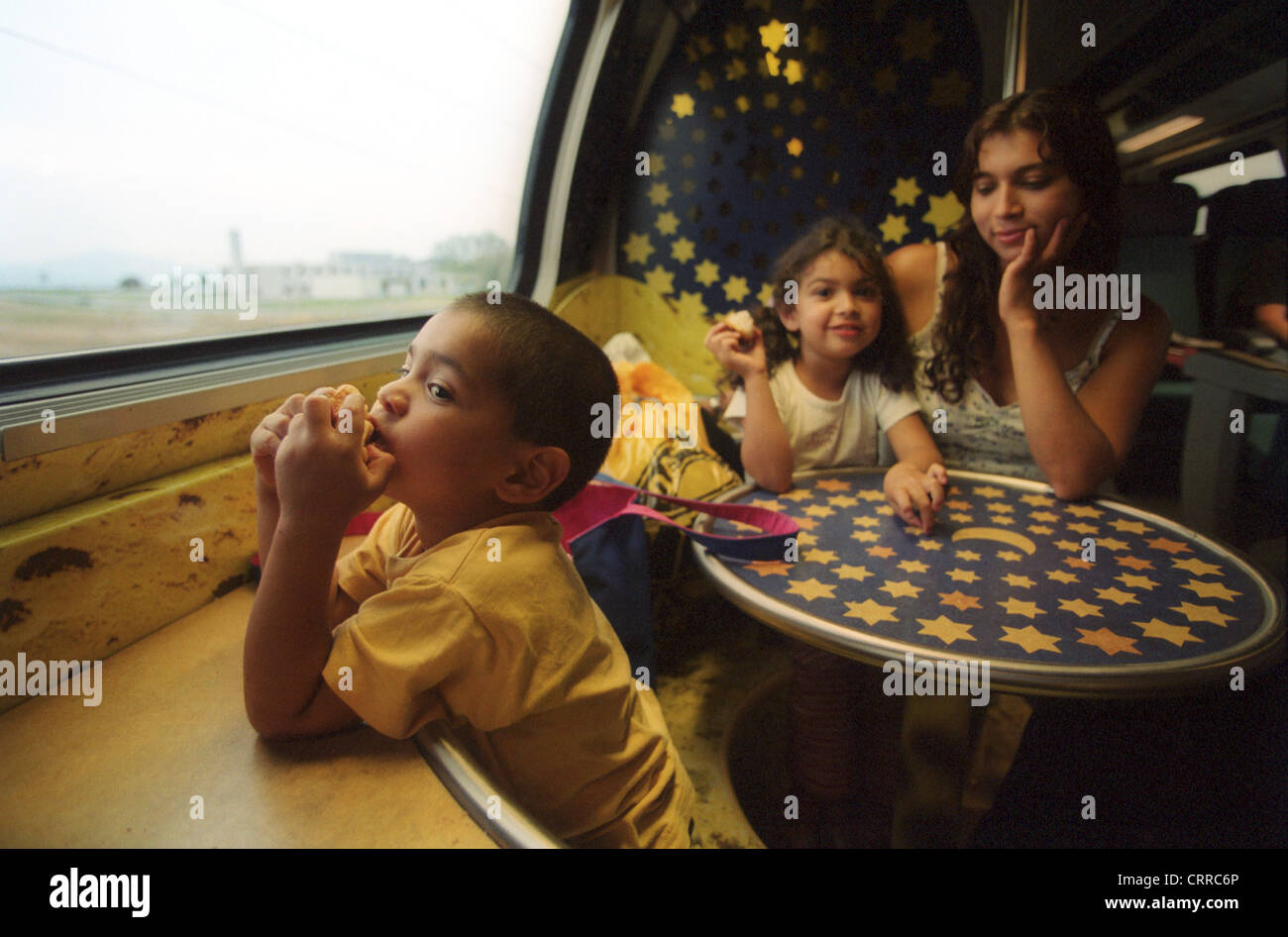 Children and mother in the children's section of the Swiss railway ...