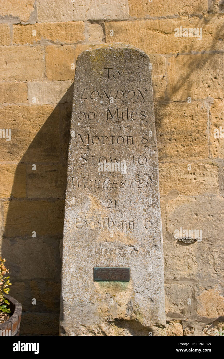 milestone Broadway Worcestershire England UK Stock Photo - Alamy