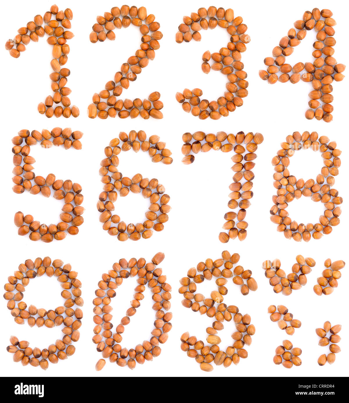 Number Made of Hazelnut Shells on White Background Stock Photo - Alamy