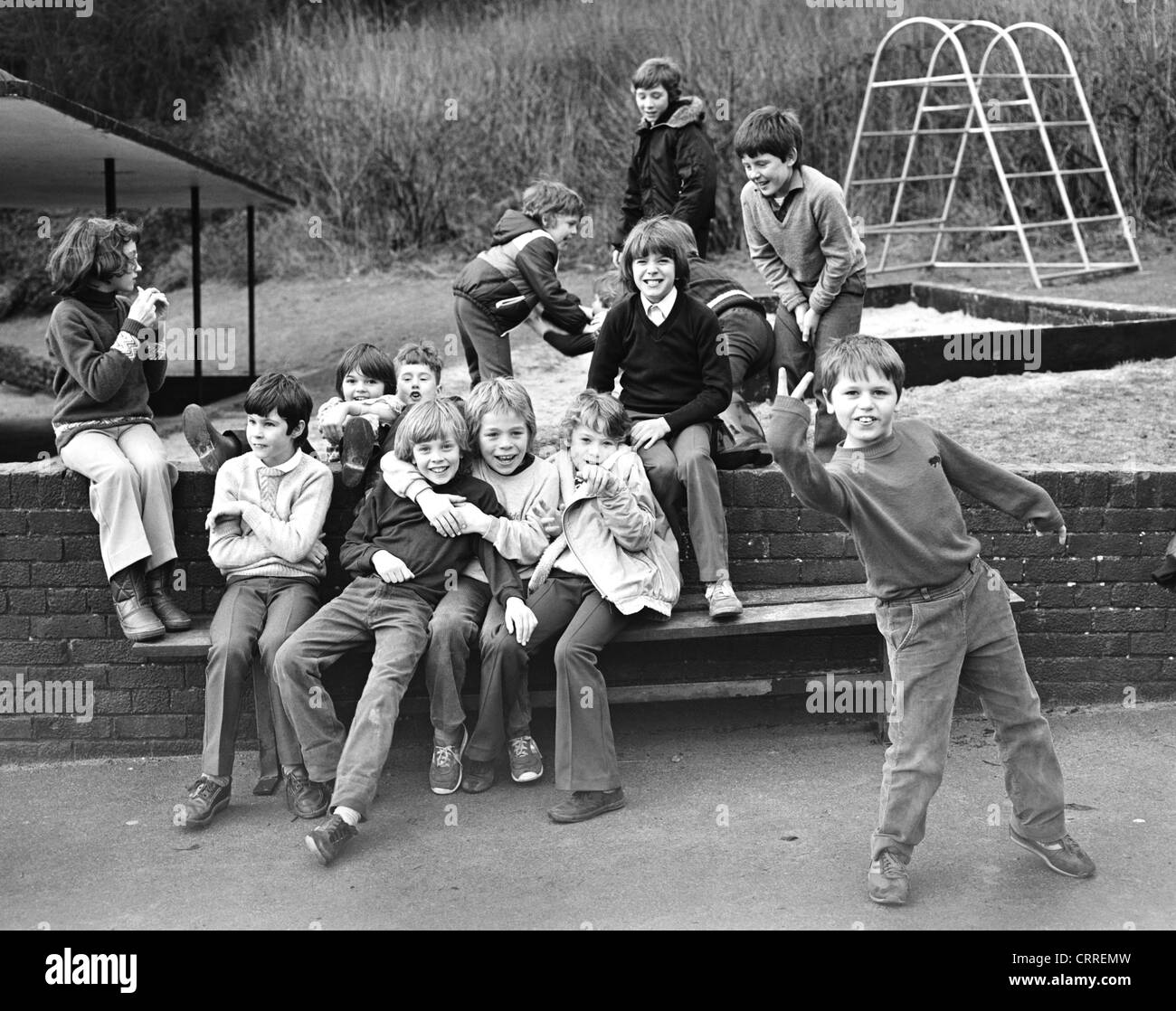 Children Playing in a School Playground circa 1983, Brighton, England ...