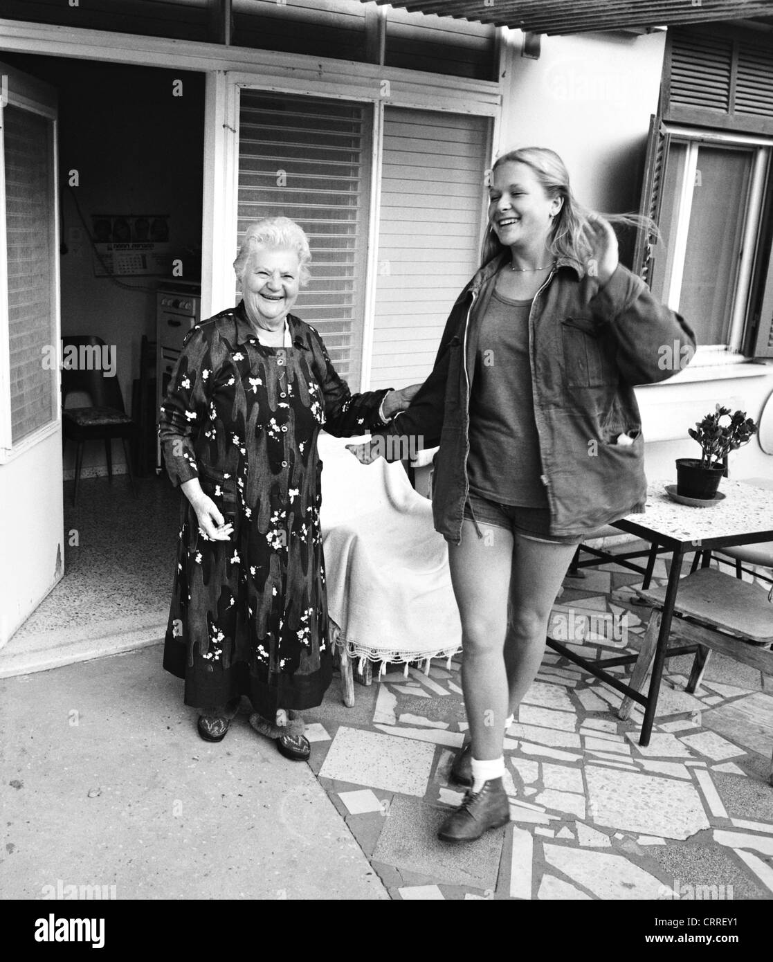 Elderly Israeli Lady and Kibbutz Volunteer, Kibbutz Ruchama, Israel ...