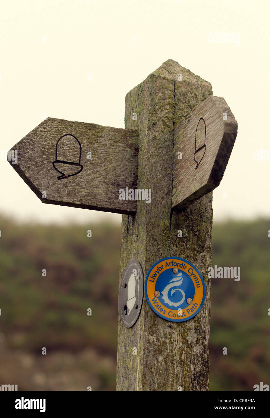 Skomer Island signpost Stock Photo - Alamy