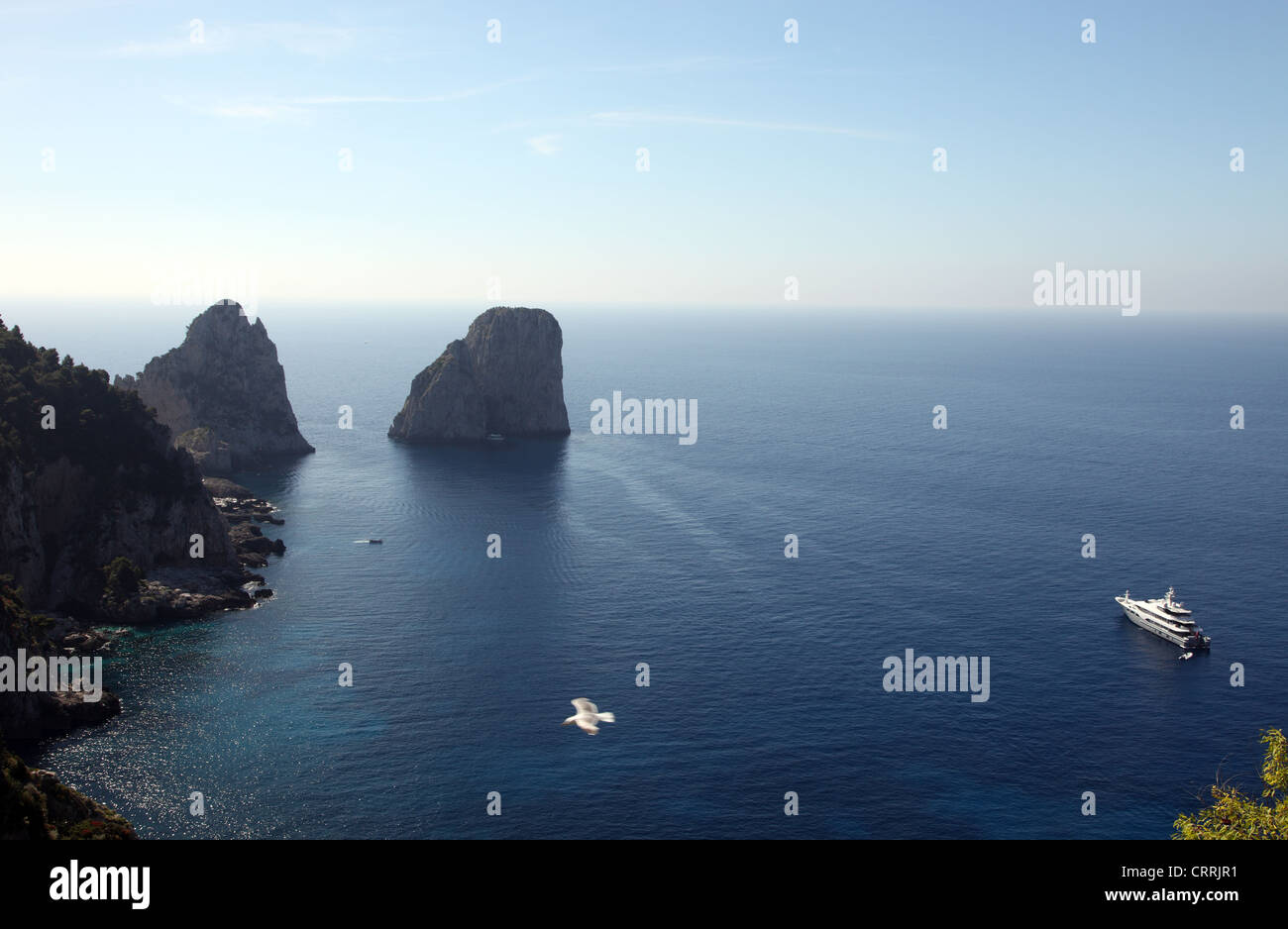 Fraglioni Islands seen from Augustus Gardens, Isle of Capri, Italy ...