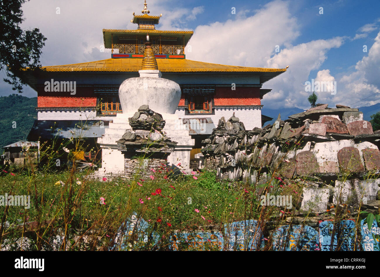 India; Sikkim; Tashiding Gompa, buddhist monastery, chorten, prayer ...