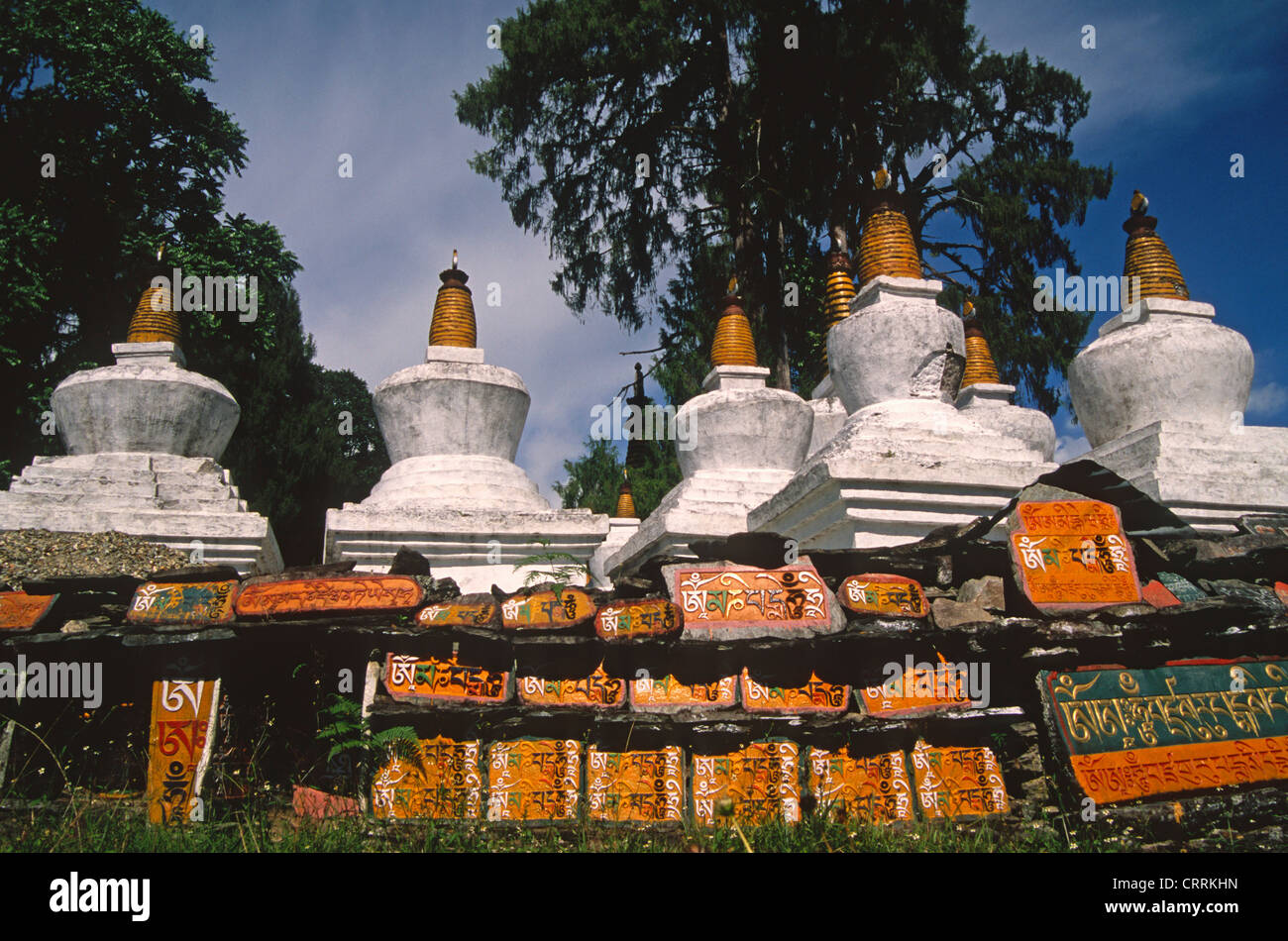 India; Sikkim; Tashiding Gompa, buddhist monastery, chortens, prayer ...