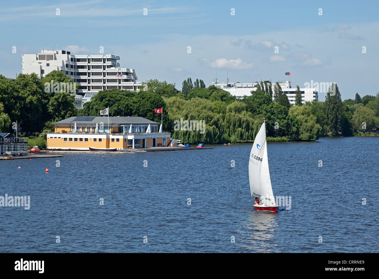 sailing boat, Aussenalster (outer Lake Alster), Hamburg, Germany Stock ...
