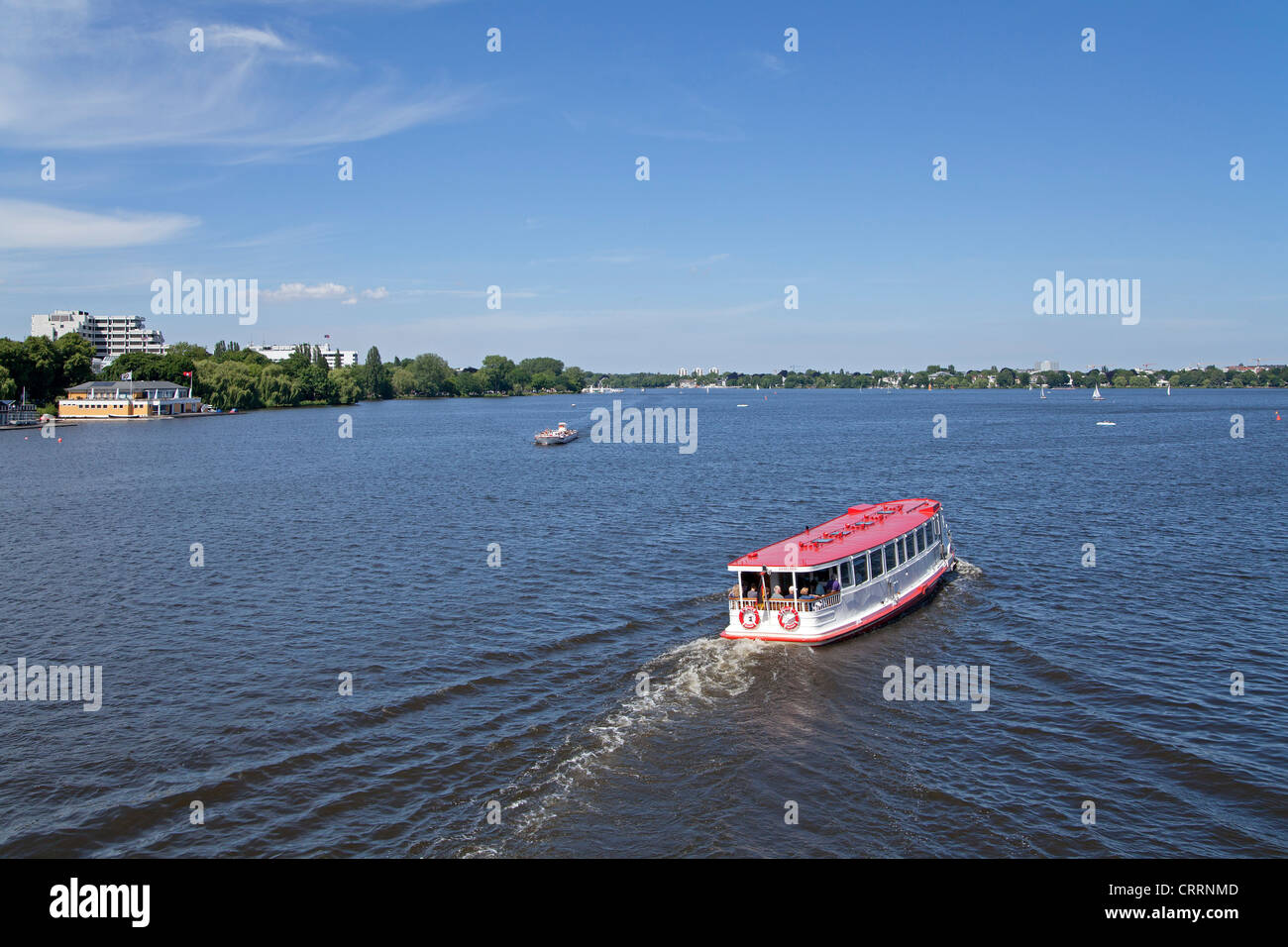 excursion boat, Aussenalster (outer Lake Alster), Hamburg, Germany ...