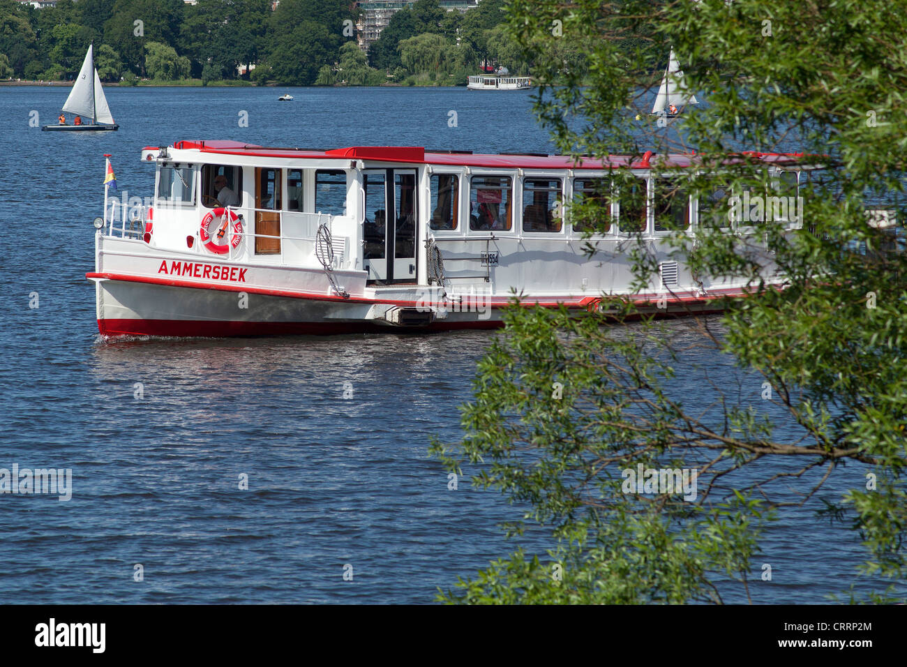 excursion boat, Aussenalster (outer Lake Alster), Hamburg, Germany ...
