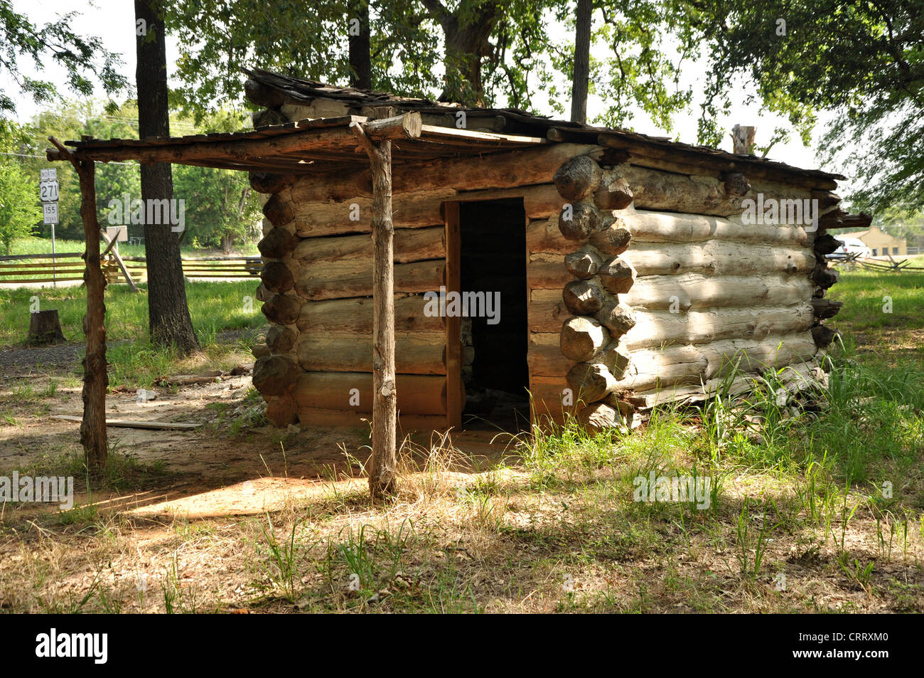 A reconstructed prisoner of war log cabin at Camp Ford Confederate POW ...