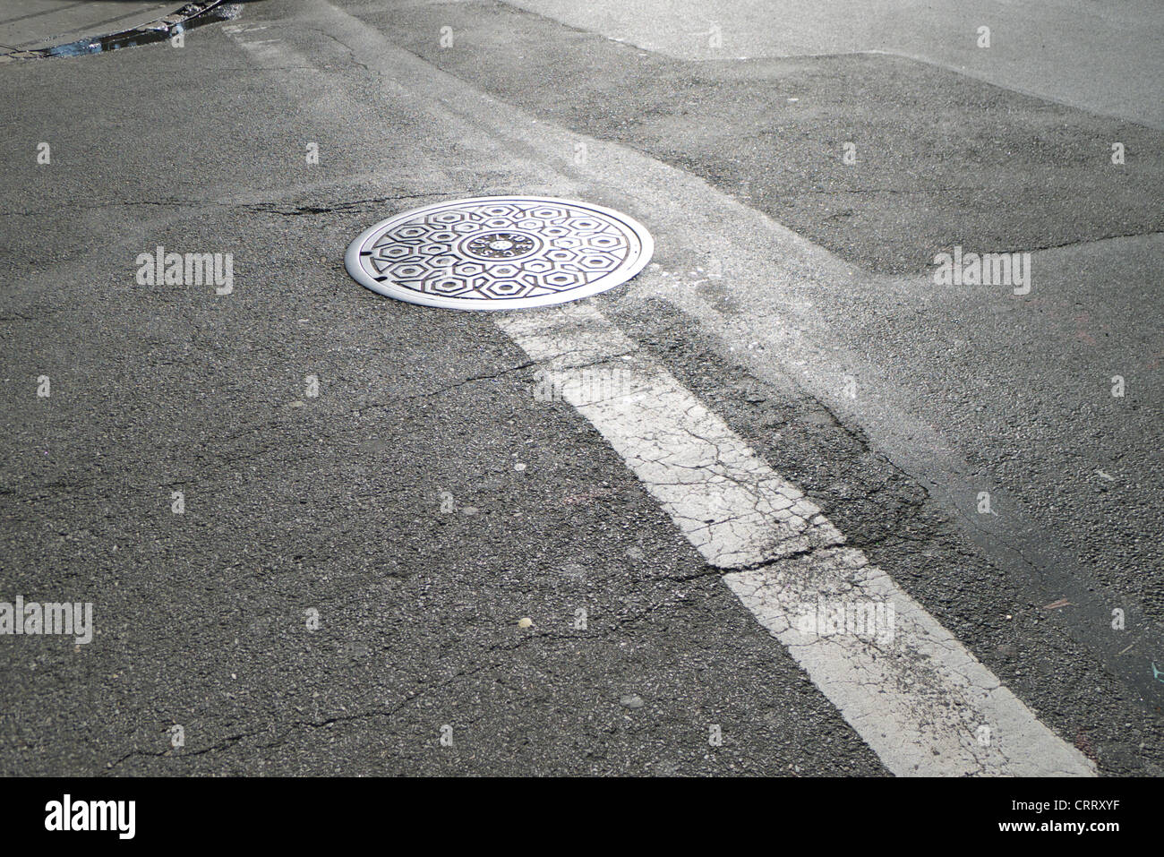 Manhole cover in street, New York City Stock Photo - Alamy