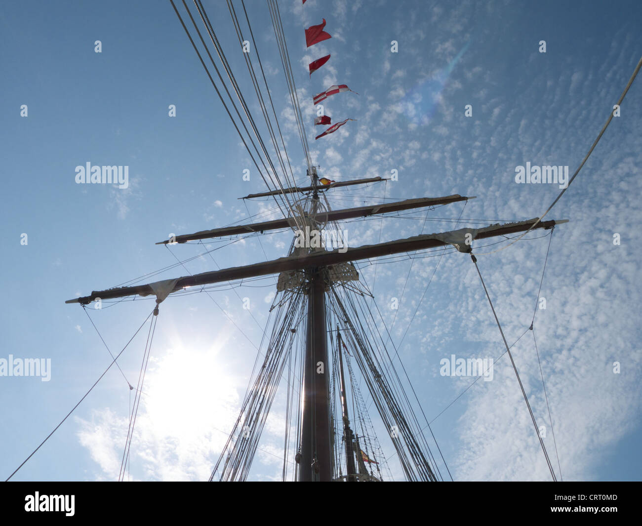 Low angle of the mast and rigging of a tall ship, OpSail / Fleet Week ...