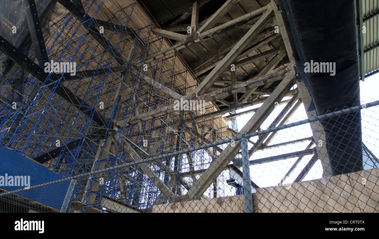 Low angle shot of structure and scaffolding beneath the Smith & 9th ...