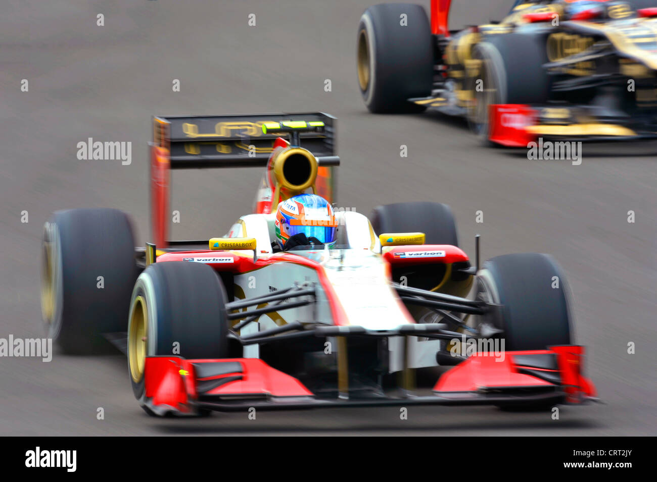 blurred race car during free practice for the European Formula One GP ...