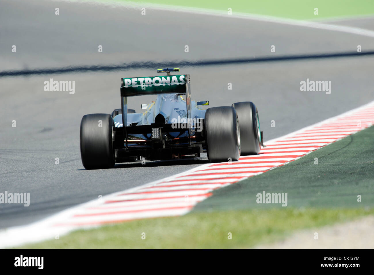 race car from behind during free practice for the Spanish Formula One ...