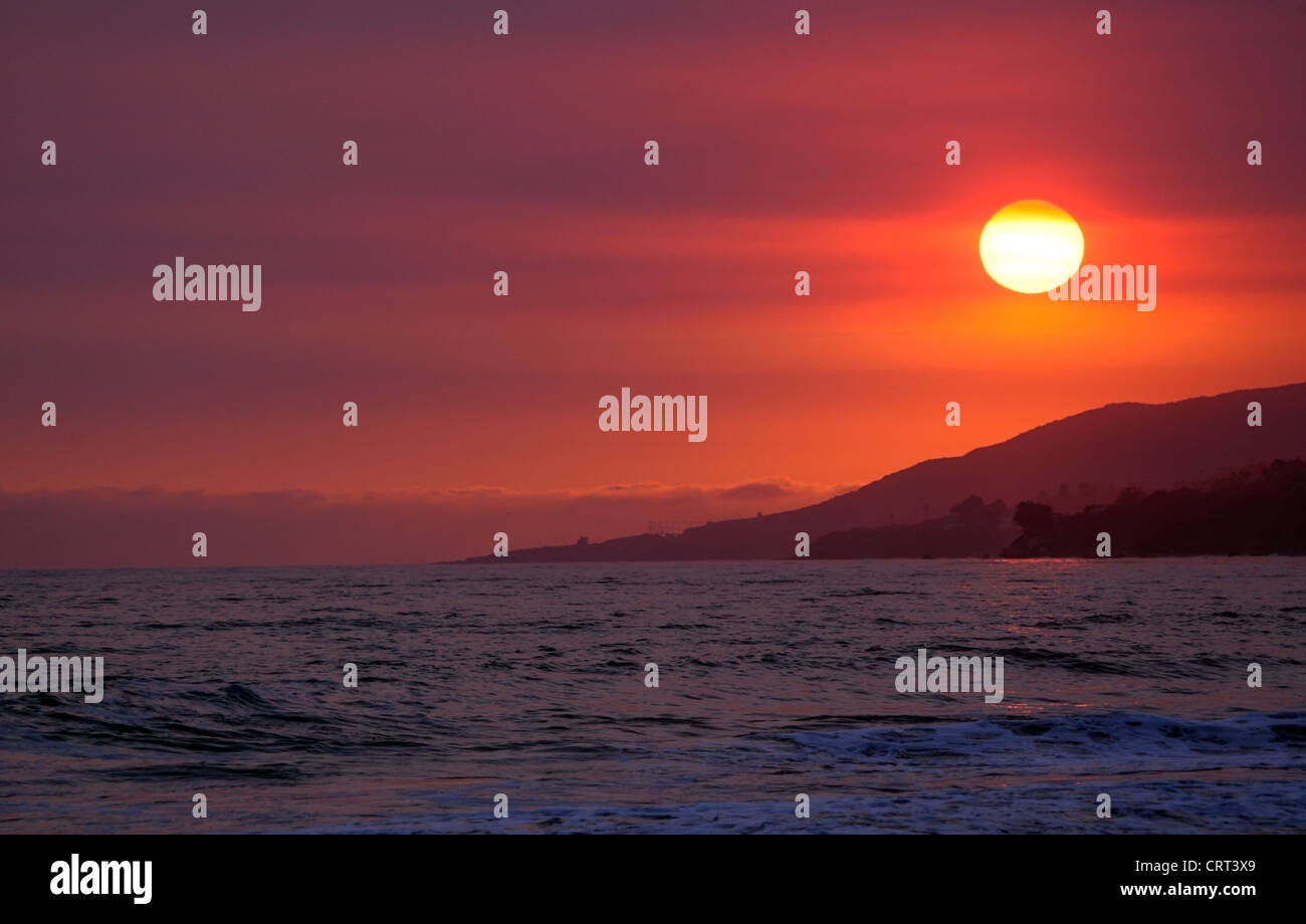 California beach sunset Stock Photo - Alamy