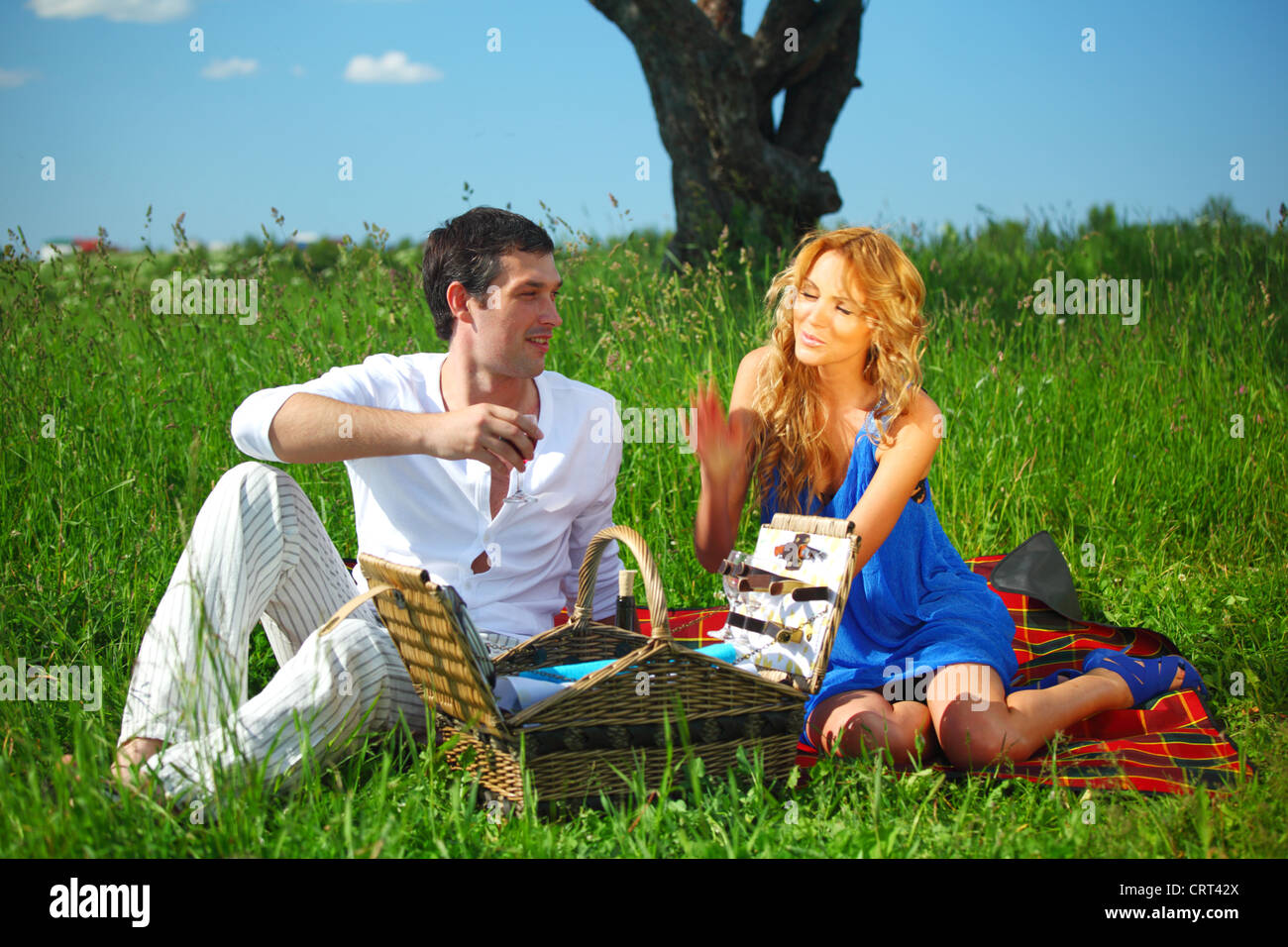 very fun lovers on picnic Stock Photo - Alamy