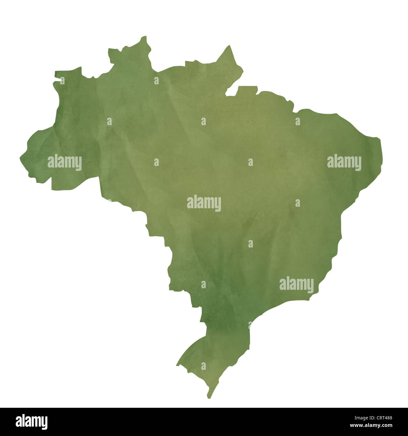 Old green paper map of Brazil isolated on white background Stock Photo ...