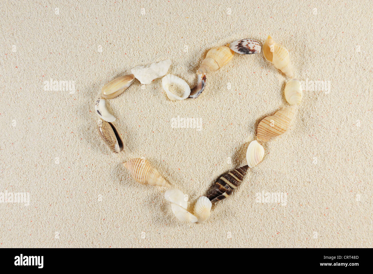Heart shape made of seashells on the sand Stock Photo - Alamy