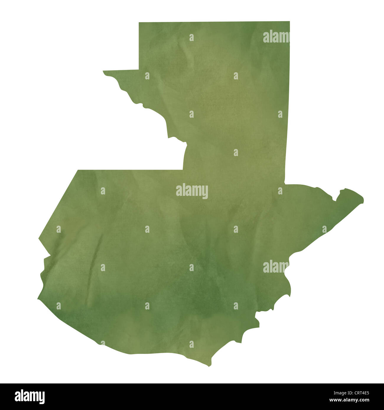 Old green paper map of Guatemala isolated on white background Stock ...
