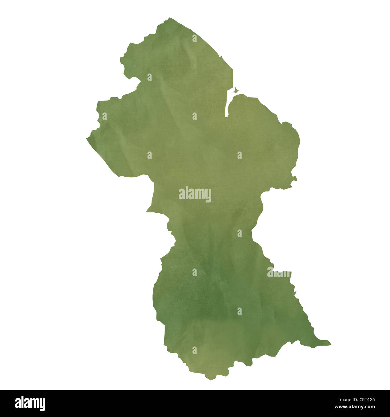 Old green paper map of Guyana isolated on white background Stock Photo ...