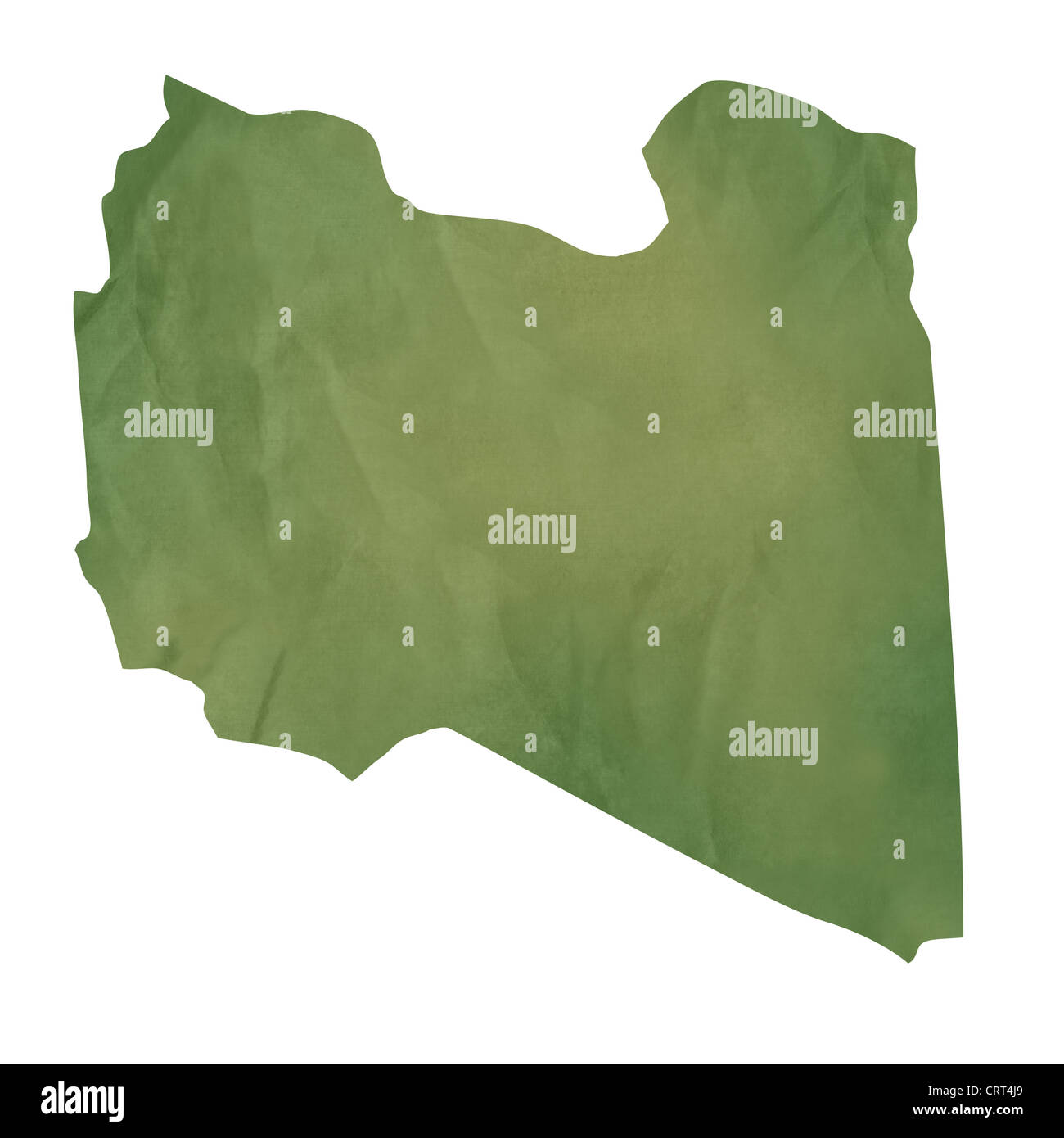 Old green paper map of Libya isolated on white background Stock Photo ...