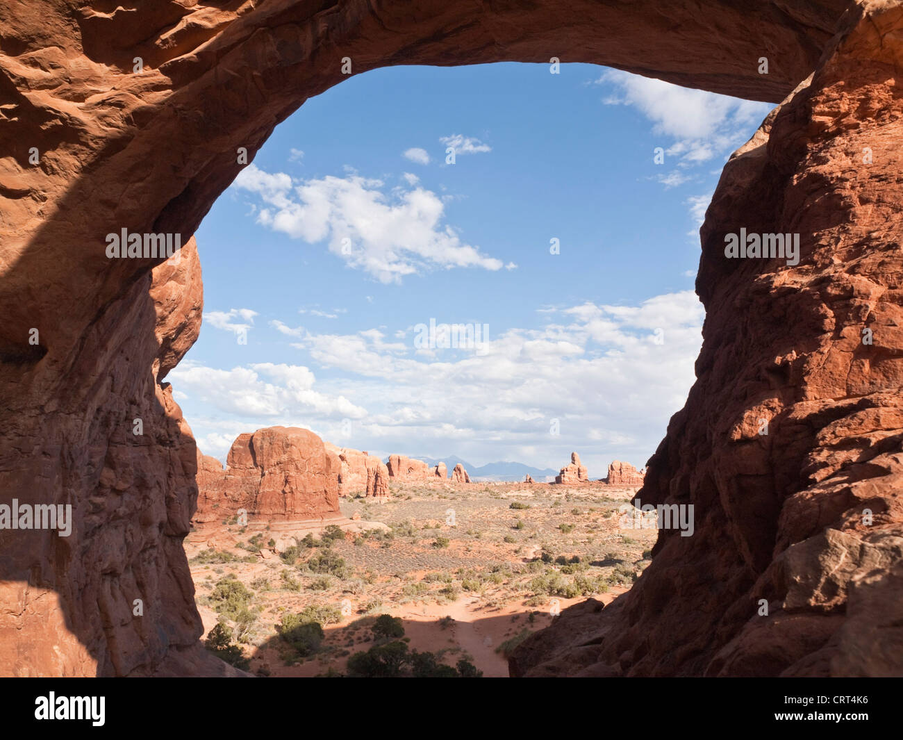 View through Double Arch in Utah's Arches National Park Stock Photo - Alamy