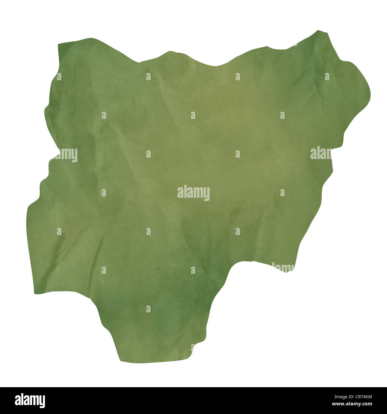 Old green paper map of Nigeria isolated on white background Stock Photo ...