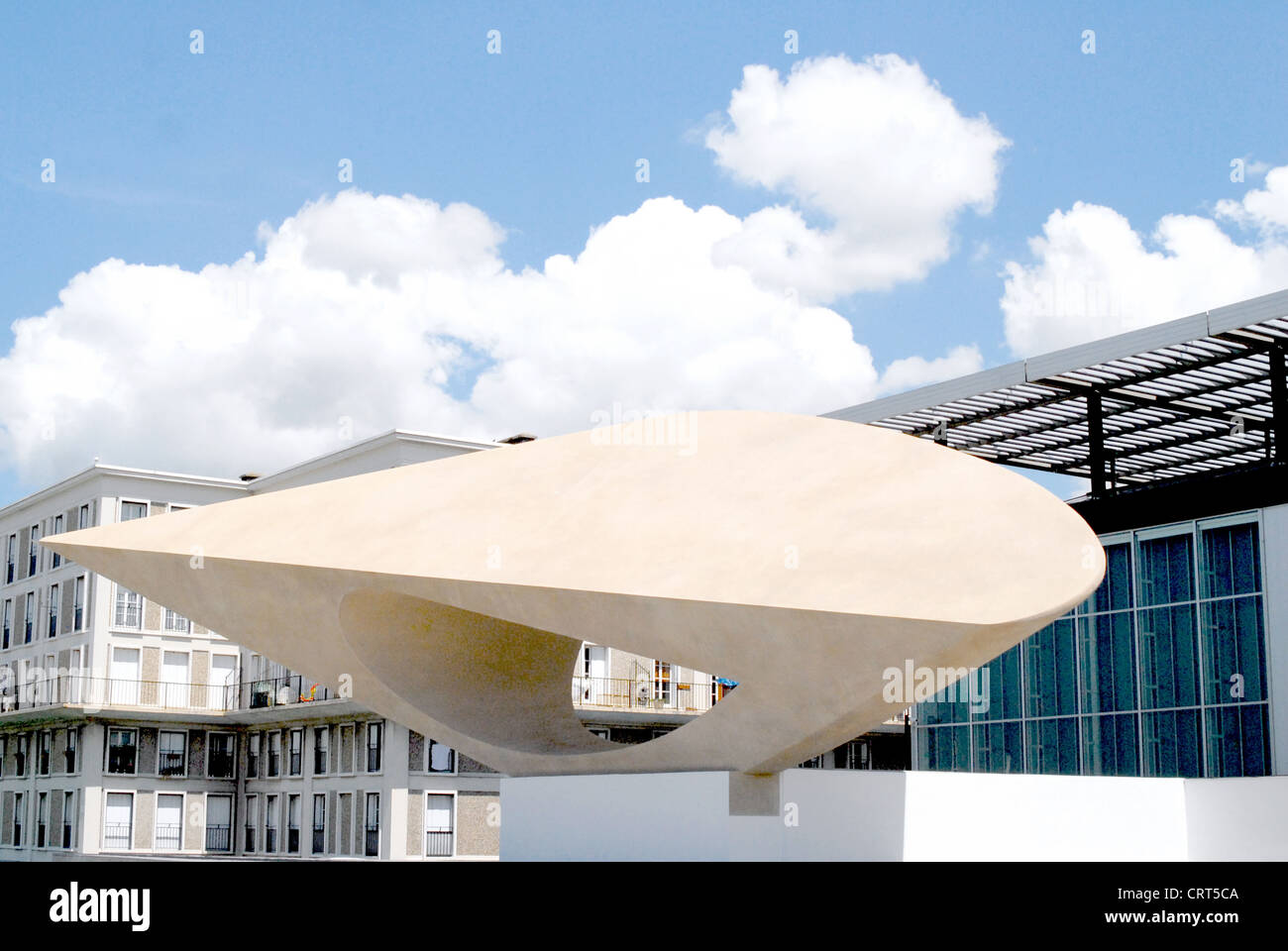 The concrete sculpture "Signal" by Henri Georges Adam in front of the ...