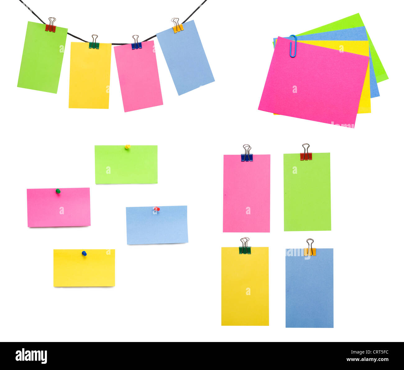 color papers notes over white Stock Photo - Alamy