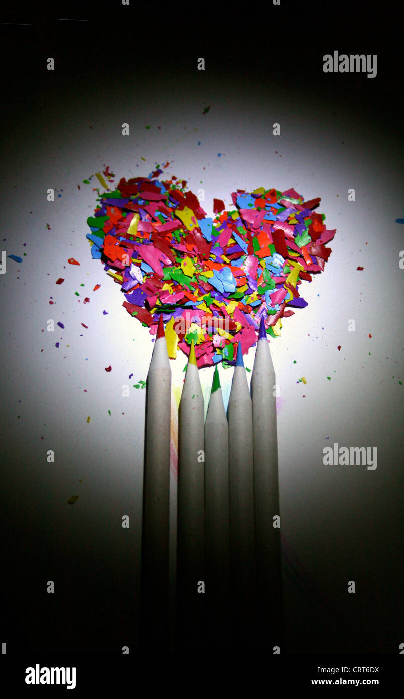 Color pencil and heart Stock Photo - Alamy