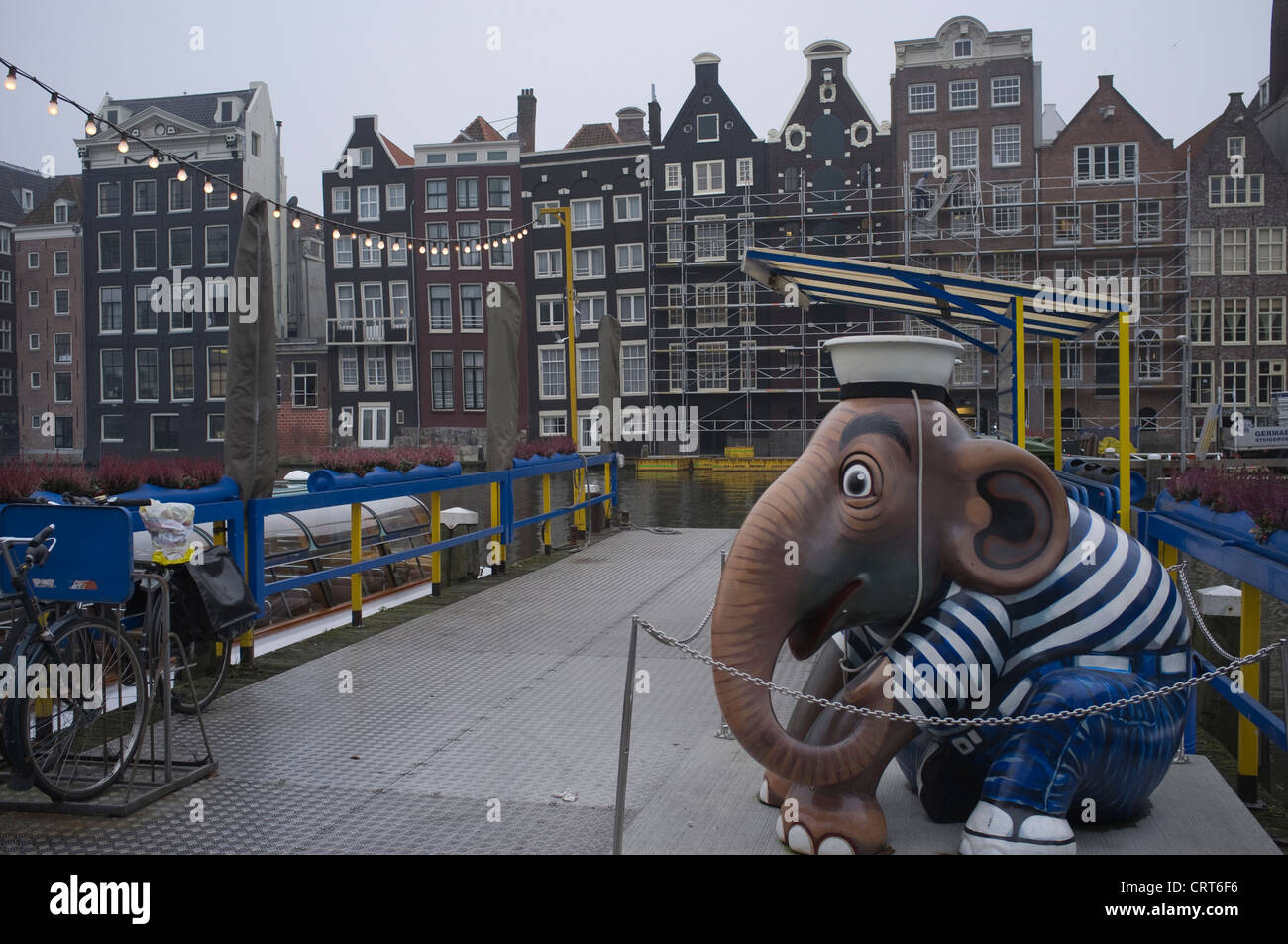 amsterdam,netherlands.elephant sculpture with typical duth houses in ...