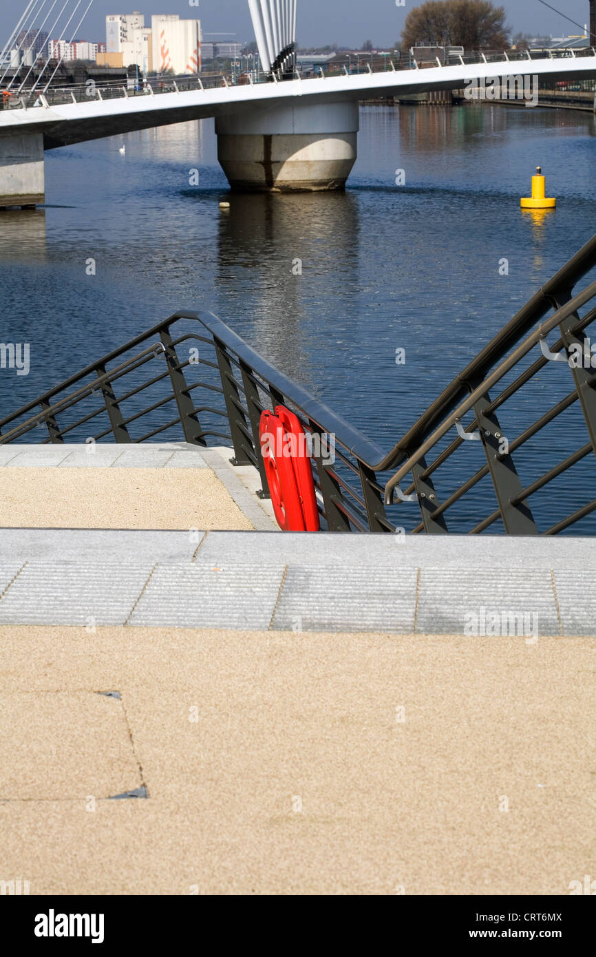 Flight of stairs Suspension Bridge The Manchester Ship Canal opposite ...