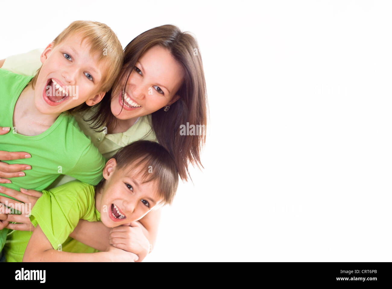 nice mom and children on a white Stock Photo - Alamy