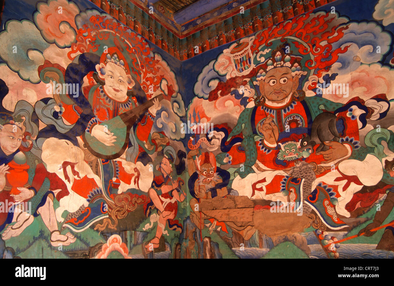 India, Ladakh, Hemis Gompa, buddhist monastery, wall painting Stock ...