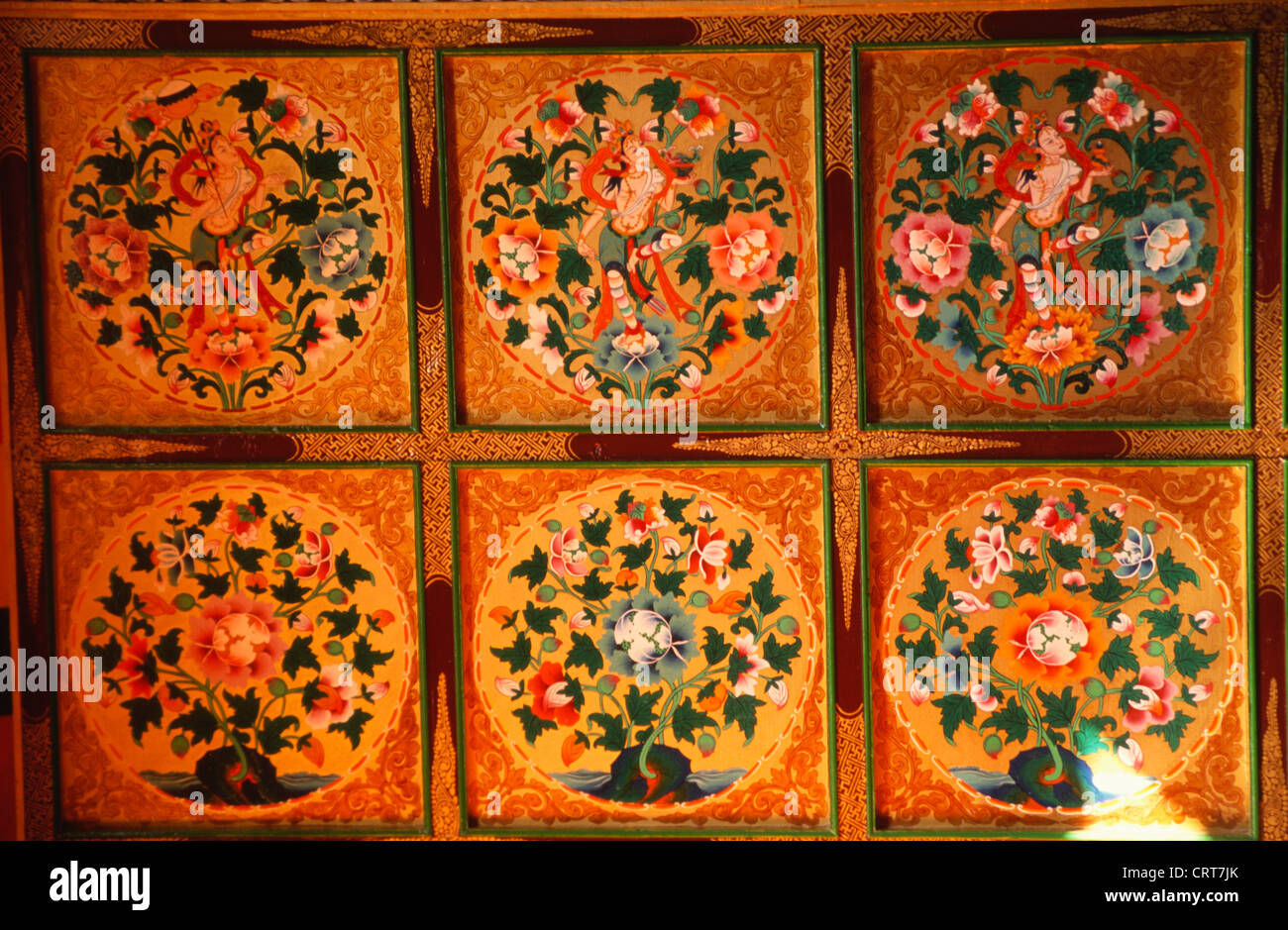 India, Ladakh, Tikse Gompa, buddhist monastery, wall painting Stock ...