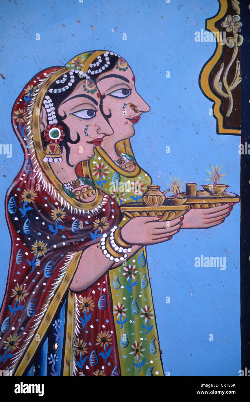 India, Rajasthan, Pokaran, Fort, wall painting Stock Photo - Alamy