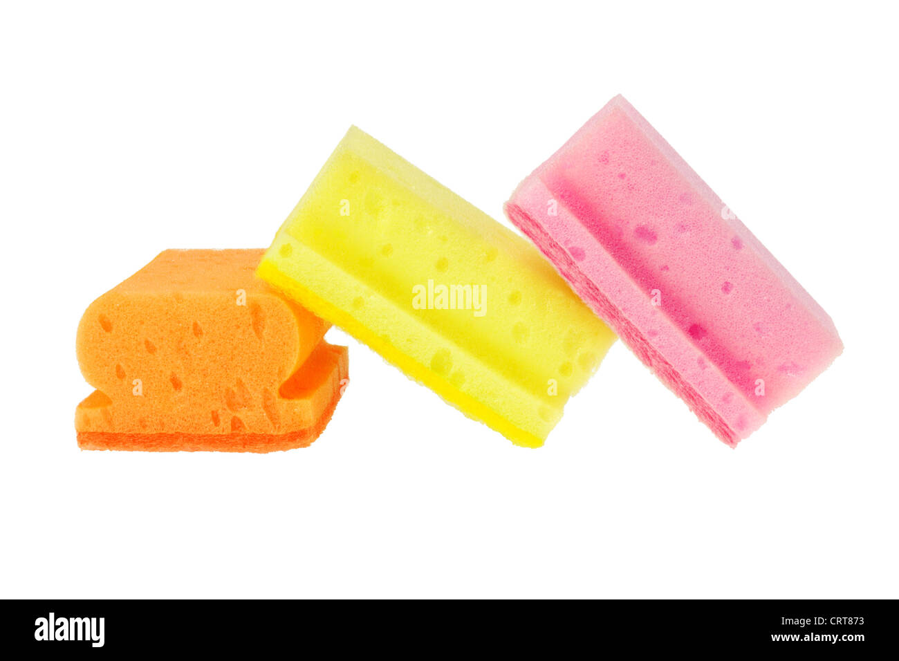 Colorful Sponge Scourers on White Background Stock Photo - Alamy