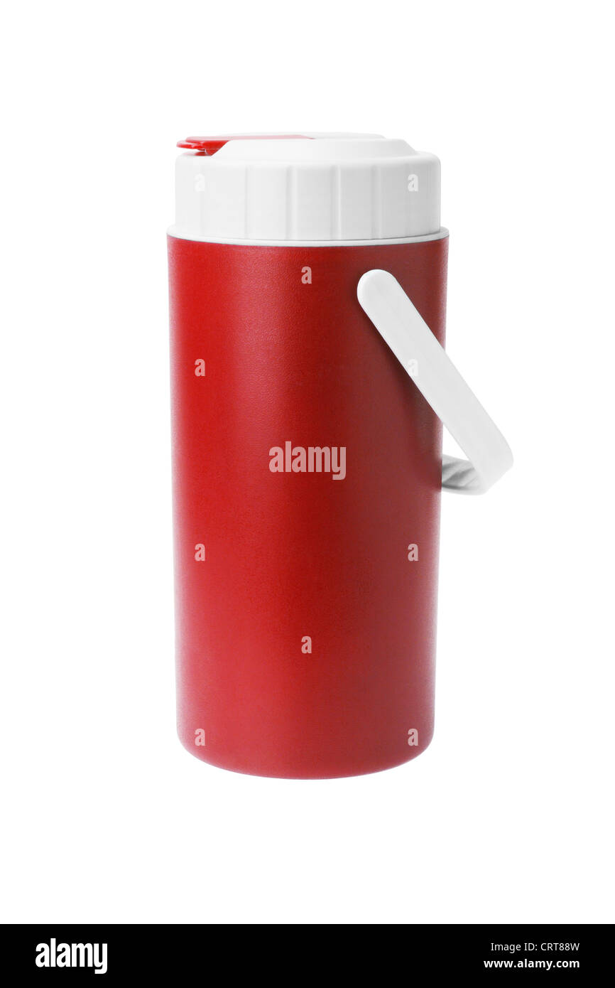 Red Plastic flask with Handle on White Background Stock Photo - Alamy