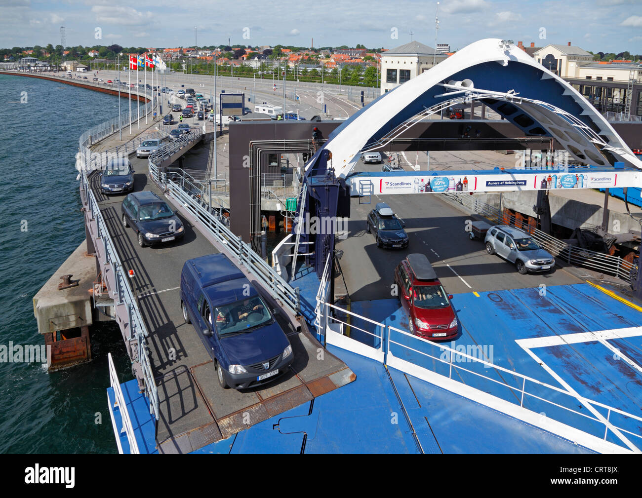 Cars and vehicles driving on board the Scandlines ferry M/V AURORA in ...