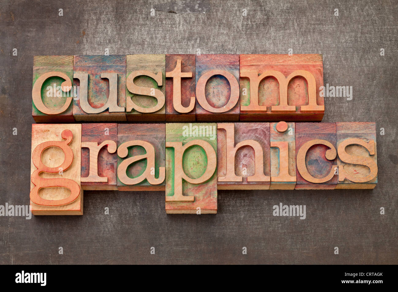 custom graphics - text in vintage letterpress wood type on a grunge ...