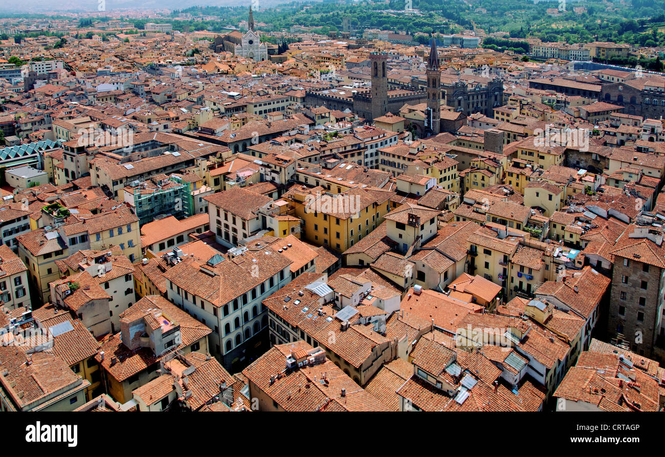 Birds-eye view roof tops Florence Italy Stock Photo - Alamy