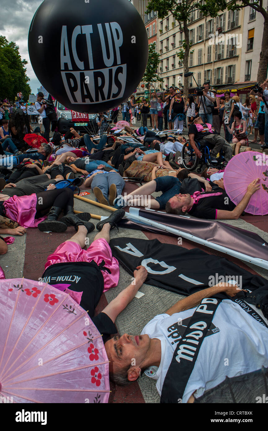 Paris, France, ACT UP Demonstrators AIDS Activists Group, "Flash Mob ...